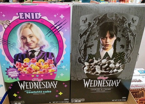 🔥 New Kellogg’s Limited Edition WEDNESDAY & ENID Combo Cereal Box 2 ...