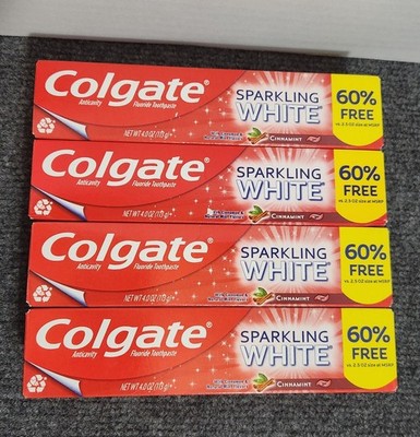 Colgate Sparkling White Cinnamint Toothpaste Cinnamon & Mint Gel 4 oz ...