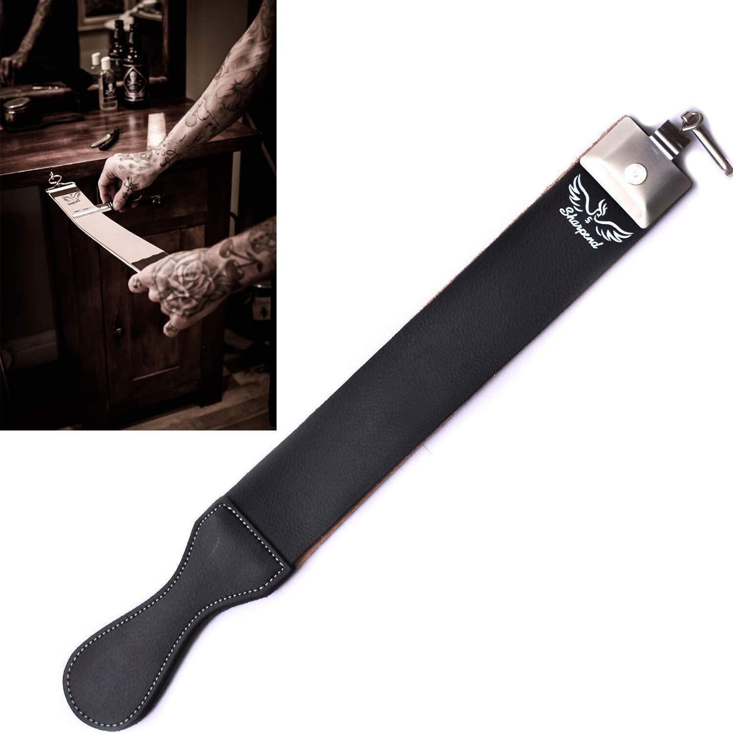 LEATHER BARBER SALON SHARPENING STROP/BELT/STRAP SHAVING CUT THROAT ...