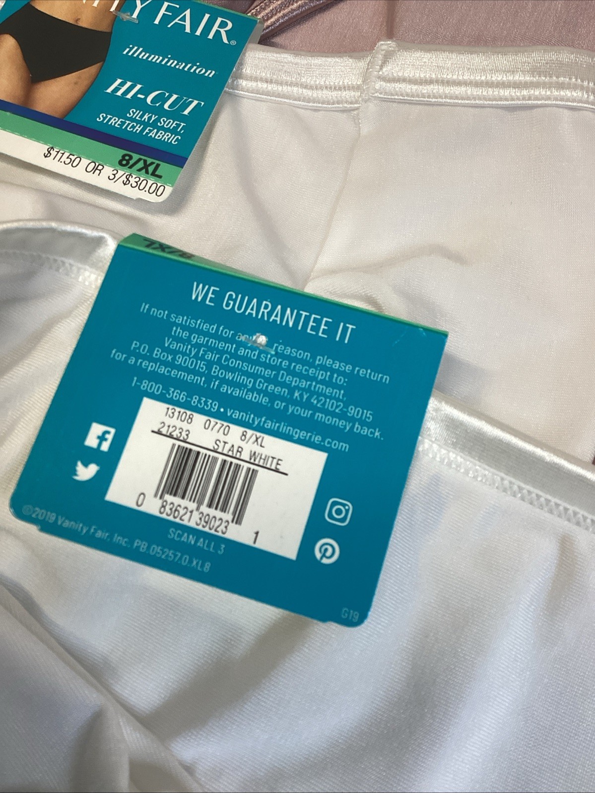 Vanity Fair Body Shine Illumination Hi Cut Brief 13108 Lot Of 4 Size 8 ...