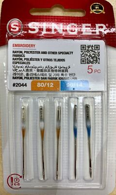 Genuine Singer #2024 Embroidery Needles 80/12 & 90/14 | eBay