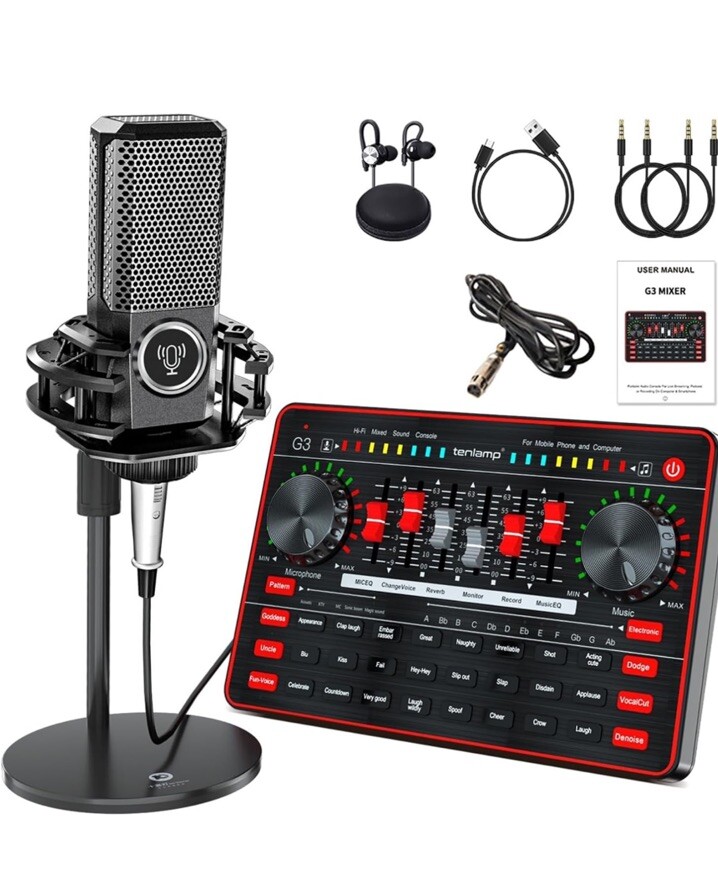 Podcast Microphone Recording Sound Card Professional Studio Equipment ...