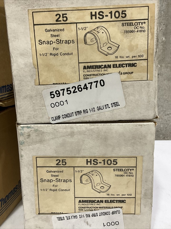 THOMAS & BETTS HS-105 GALVANIZED STEEL SNAP STRAPS 1-1/2” LOT OF 130 ...