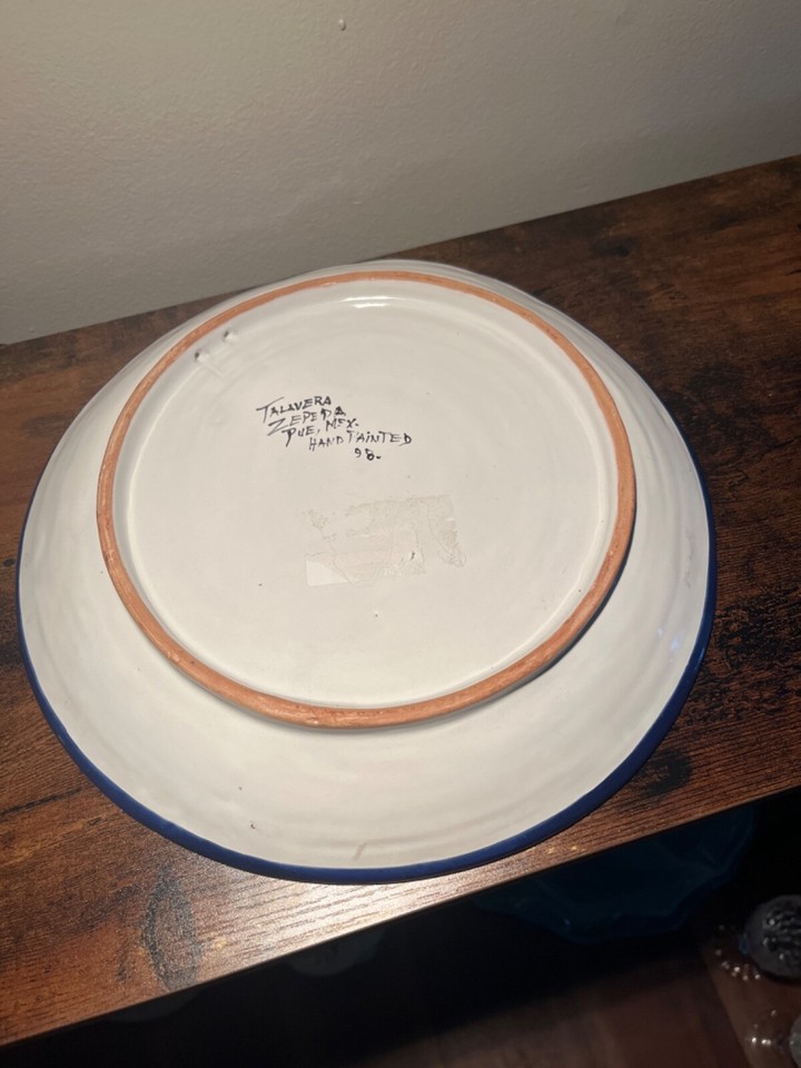 Mexican Talavera Puebla Mex. Dinner Plate, Cobalt Blue Scrolls ...