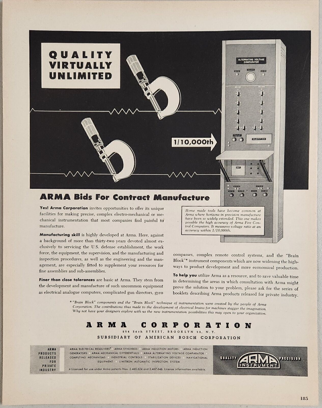 1950 Print Ad Arma Precision Instruments Fire Control Computer Bosch ...