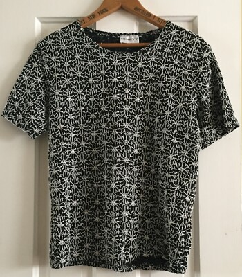 Ninety Brand Floral Top - Black & White - Size Large | eBay