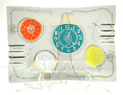 Higgins Art Glass Mint Pocket Watches Ashtray Early Dearborn Signature ...