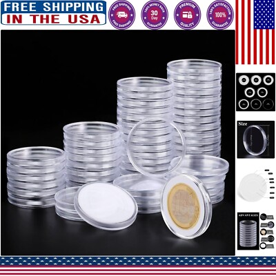 60 Clear Coin Capsules for Safe Silver Dollar Storage - Various Sizes ...