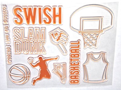 Diamond Press Basketball Themed Clear Stamps Sports 11 pc Set New Free ...