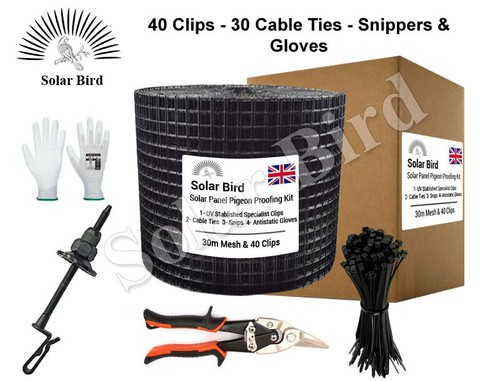 Solar Panel Wire 30m Mesh and clip kit for solar panel -Bird Pigeon ...