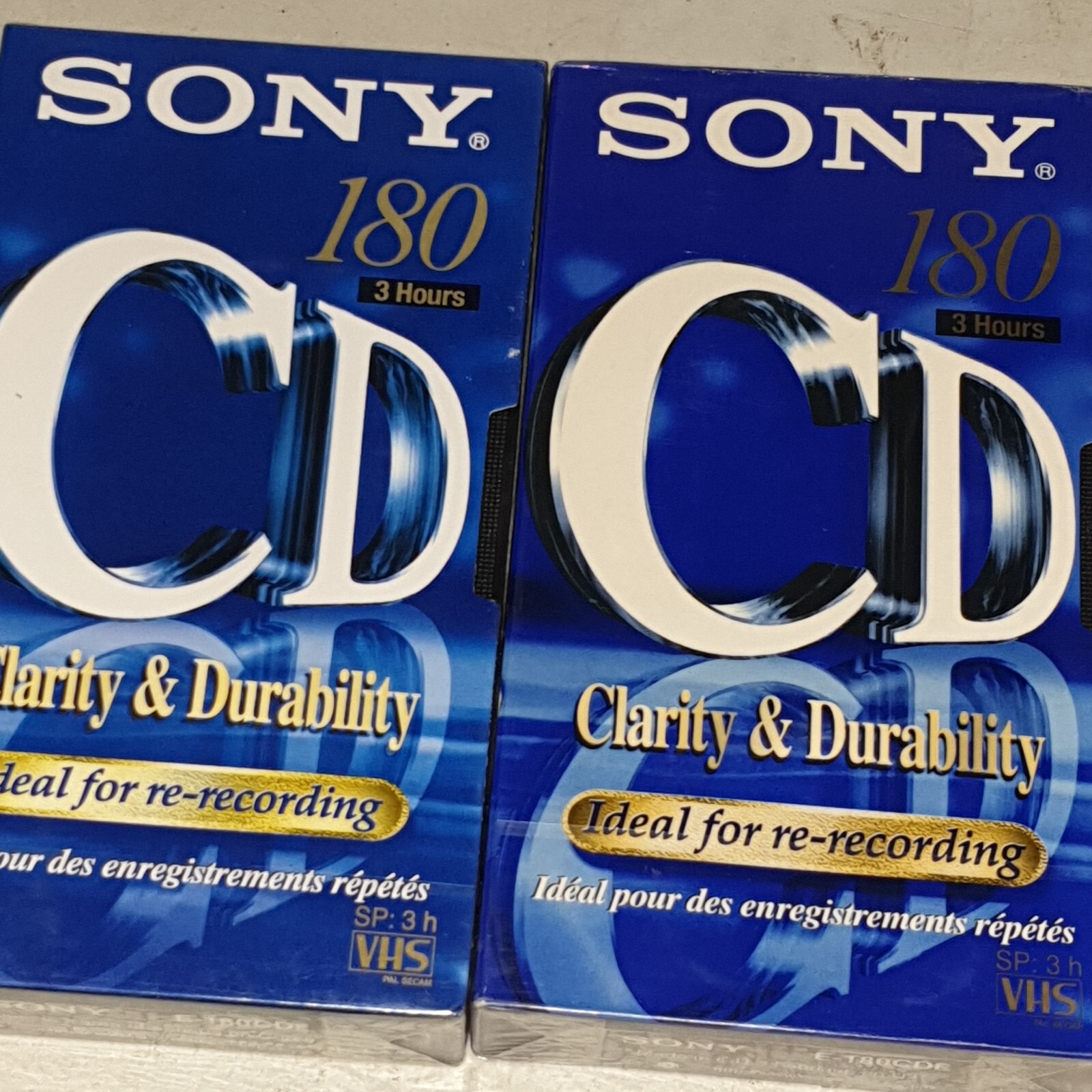 3x Sony Blank Video Tape VHS - 2x CD 180 + 1x Super DX E-180 - New ...