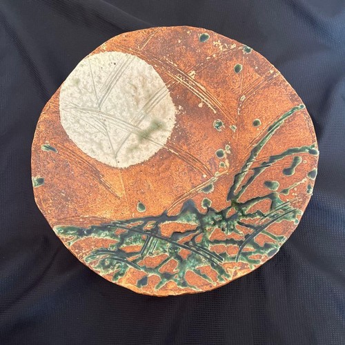 Plate Japanese Pottery of Oribe 28x4.5cm/11.02x1.77" Pottery Pottery ...