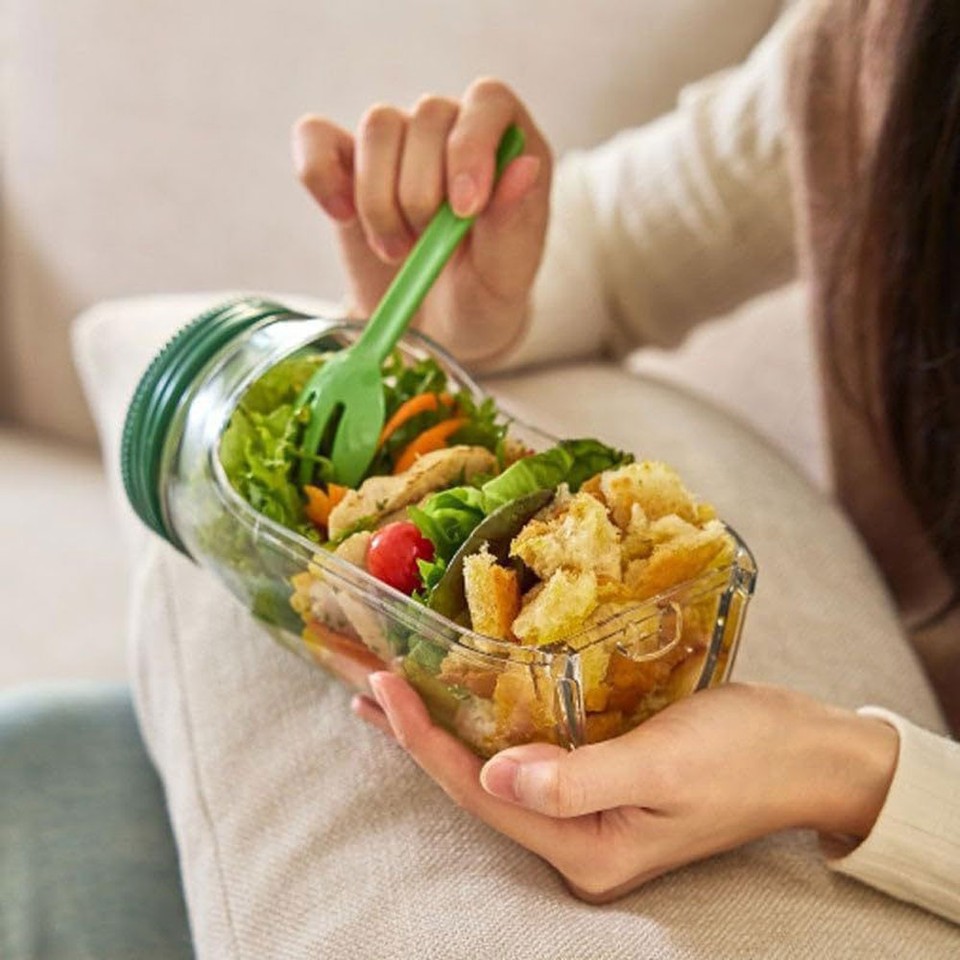 SeparabSalad Bowl,Vertical Layering Salad Pod Built Plastic Salad ...