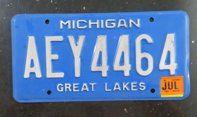 Michigan 2007 Blue AEY4464 License Plate Great Lakes | eBay