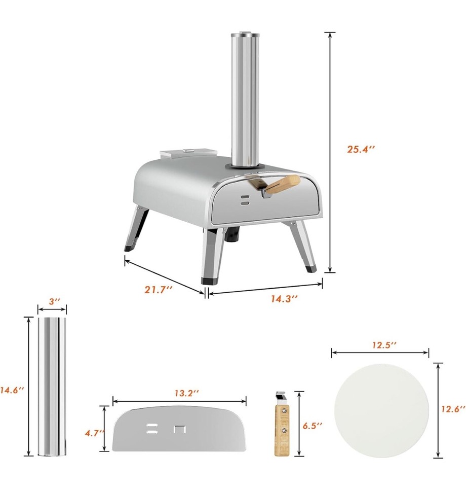 Aidpiza Pizza Oven 12 in Wood Pellet Outdoor Pizza Oven (Grey) | eBay