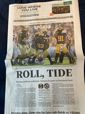 1/1/25 Detroit Free Press University Michigan vs Alabama Football Upset ...
