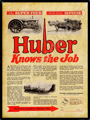 Huber Super Four Tractor NEW Metal Sign - 24"x30" USA STEEL XL Size 7 ...