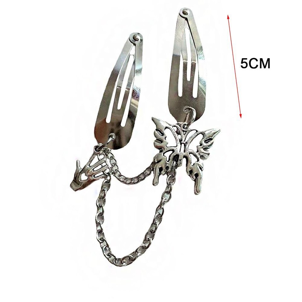 Punk Metal Hair Clip - Butterfly Love Chain Clip Accessories Women Hair ...