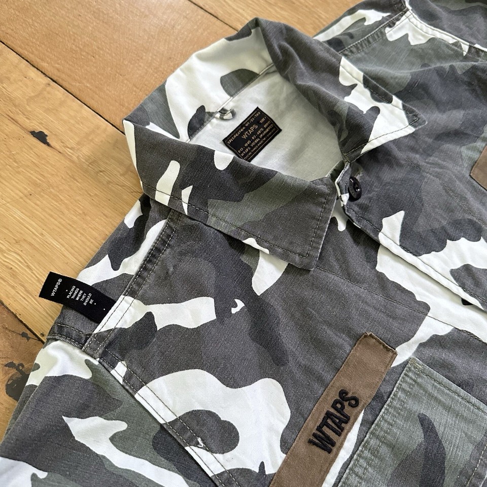 Wtaps Camo Jacket Men’s Small Grey White Button Up Shacket Military ...