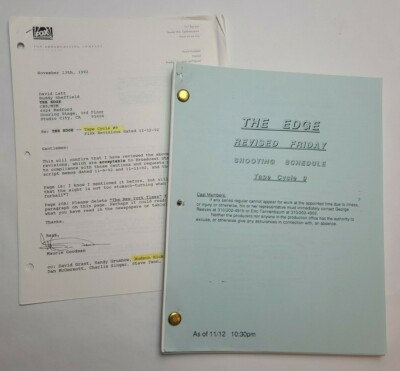 THE EDGE / 1992 TV Script, Julie Brown & Jennifer Aniston "Tape Cycle ...