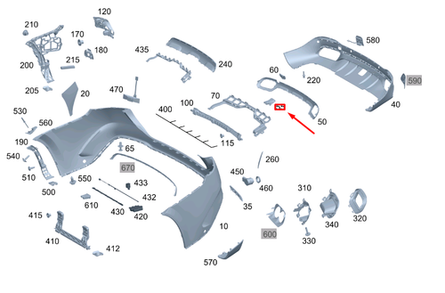 MERCEDES-BENZ GLE W167 Rear Bumper Cover Lower Mount A1678859005 NEW ...
