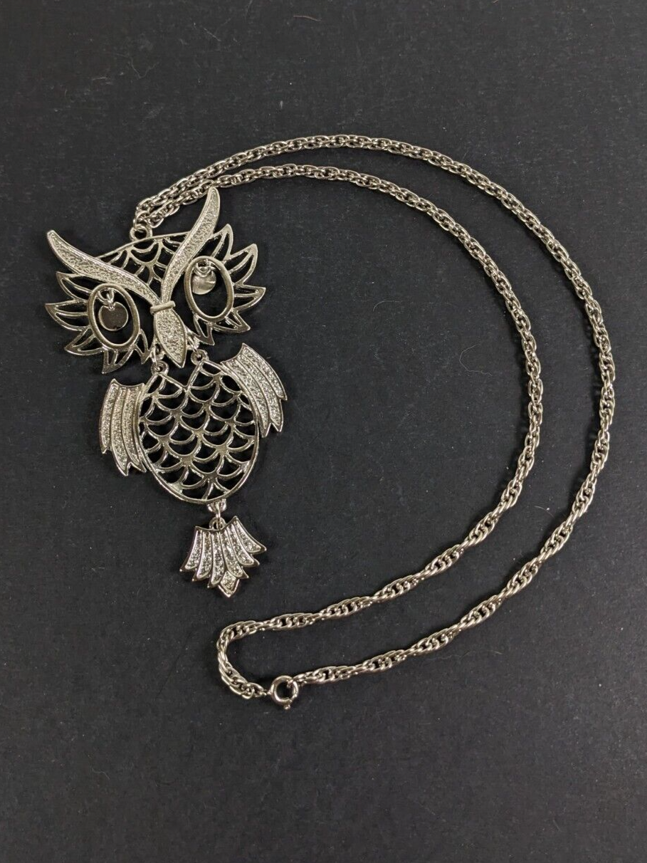 Segmented Owl Necklace Pendant Chain Eyes Long Hippie Hippy Boho ...