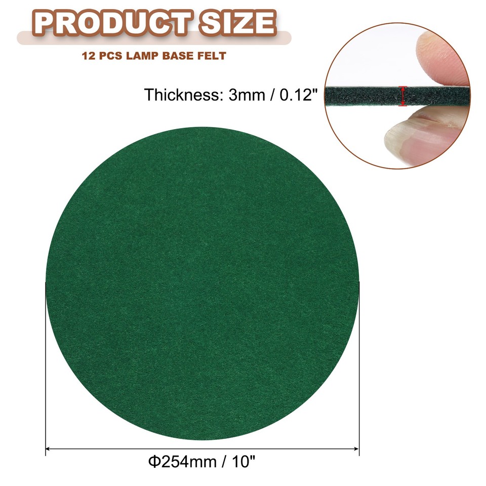 10 Inch Diameter Lamp Base Felt, 12Pack 3mm Thickness Round Felt, Dark ...