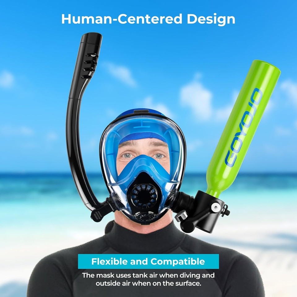 GOYOJO 0.5L Reusable Mini Scuba Tank with Diving Mask, 15-20 Mins ...