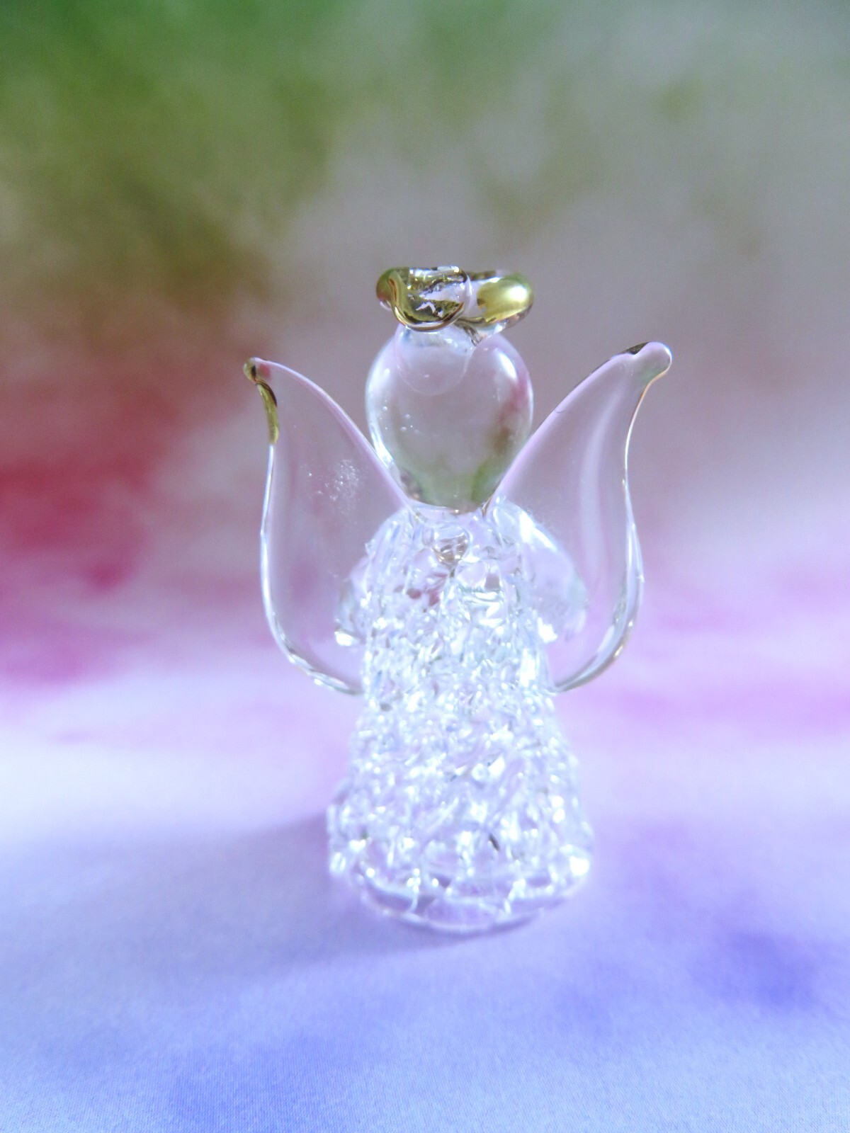 Angels Blessing Box Miniature Hand Blown Spun Glass Angel 22KT Gold ...