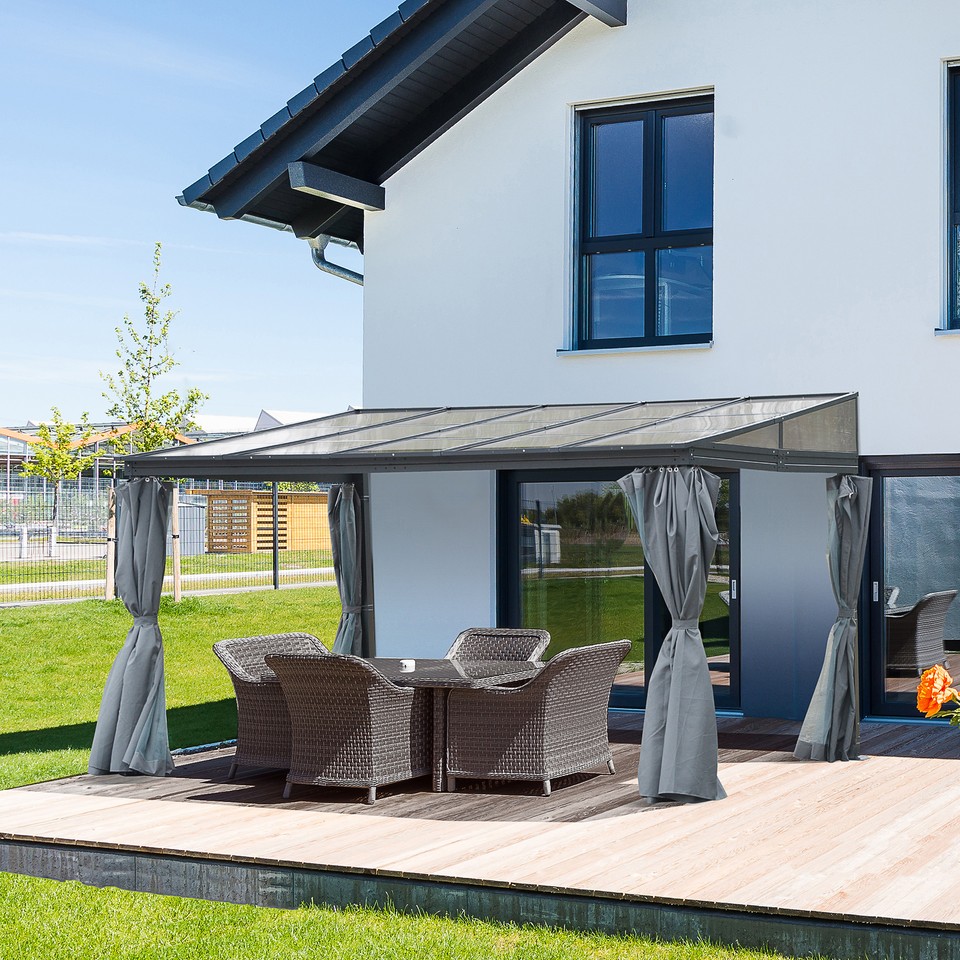 Backyard Patio/Porch Outside Cabana w/ Durable Aluminum Roof & Netted ...