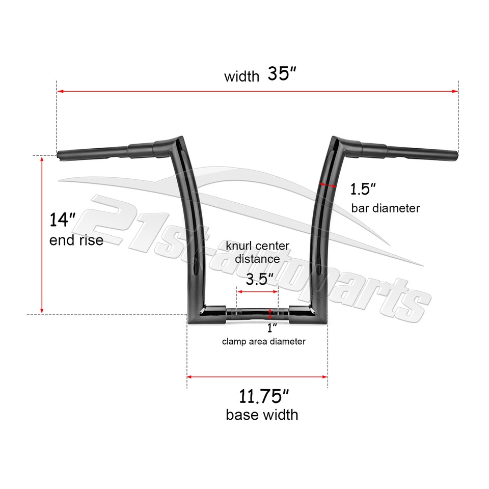 14" Meat Hook Ape Hanger 1.5" Fat Handlebars For Harley Road Glide XL ...