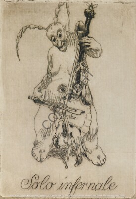 Kunst Vintage Love erotic Concert antique Print Kontrabass Penis ...