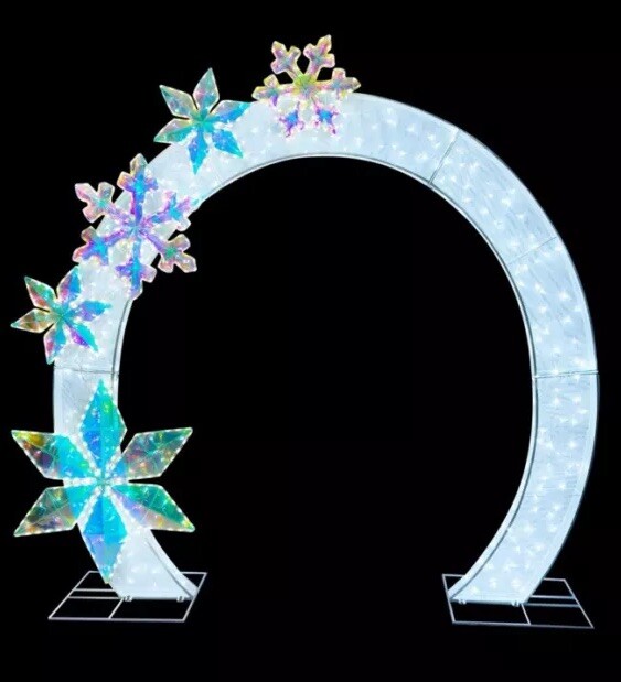 NIB Member's Mark 8' 875 LED Pre-Lit Arch with 5 Prismatic Snowflakes ...