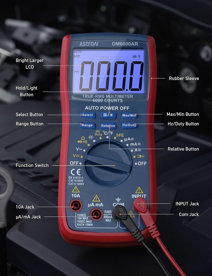 AstroAI Digital Multimeter and Analyzer TRMS 6000 Counts Volt Meter ...