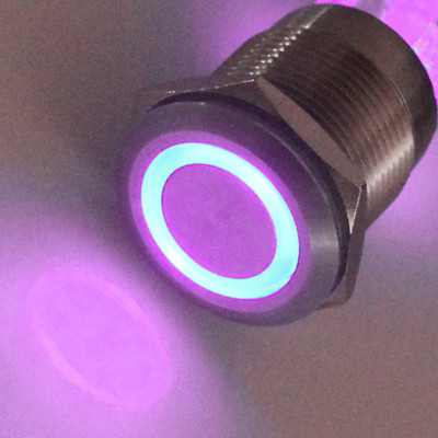 19mm 12V Car Purple LED Light Angel Eye Button Metal Toggle Switch SPST ...