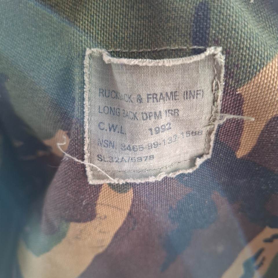 Original British Army Issue DPM Woodland Camo Long Back Bergen/Rucksack ...