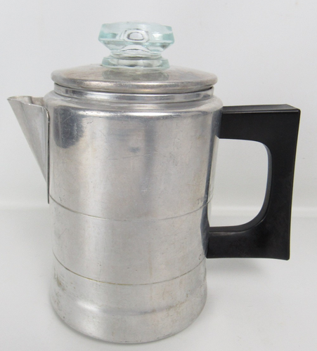 Vtg COMET 2 Cup Glass Top Aluminum Stove Top Coffee Pot Percolator ...