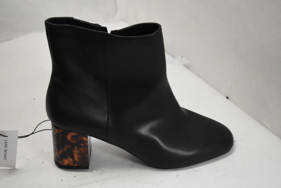 Lane Bryant Boots Womens Size 11W Black Ankle Block Heel Tortoise Zip ...