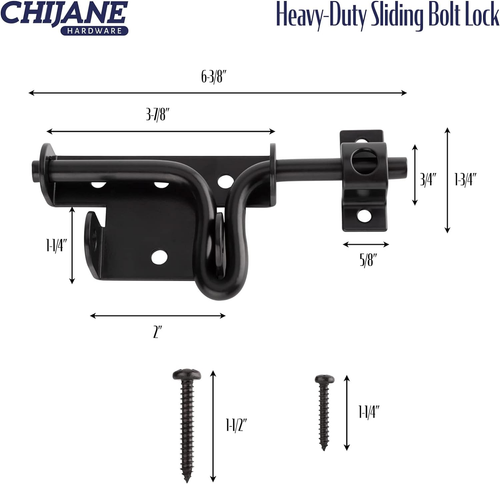 Heavy Duty Slide Bolt Gate Latch with Padlock Hole, Sliding Bolt Gate ...