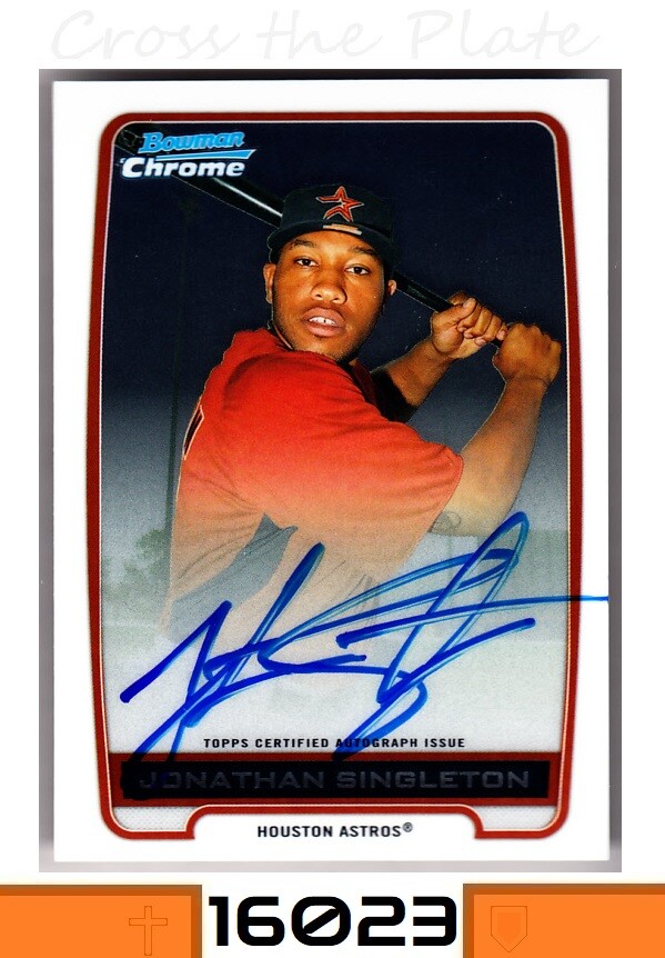1-2012 BOWMAN CHROME PROSPECTS AUTO JONATHAN SINGLETON ASTROS CARD#BCA ...