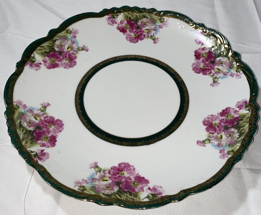 COLLECTOR'S CABINET PLATE: Antique ELEANOR CHINA Green Floral Porcelain ...