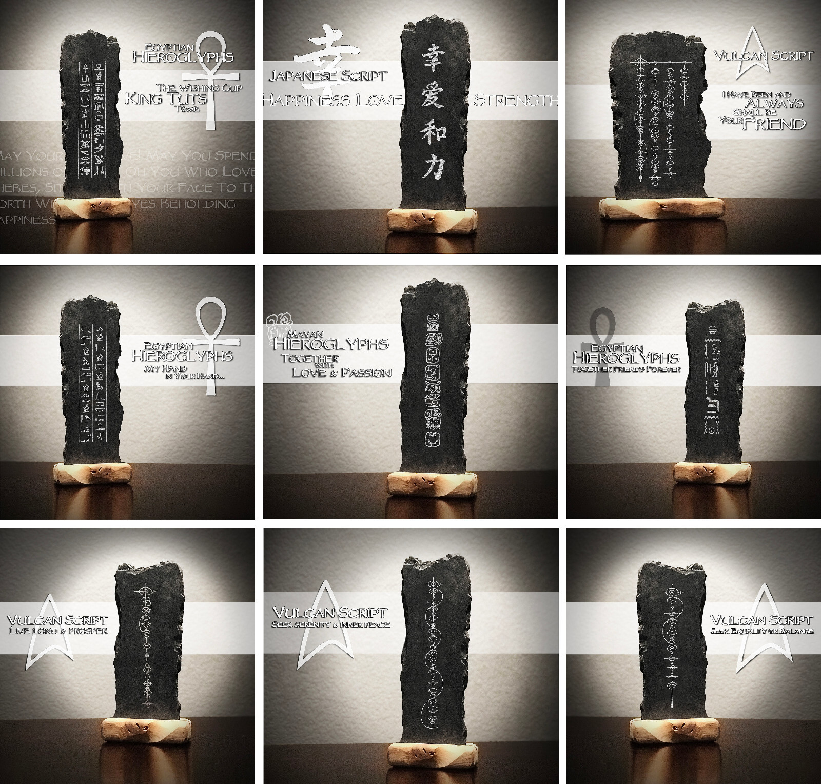 Vulcan Script Live Long and Prosper Spock Star Trek on Black Stone ...