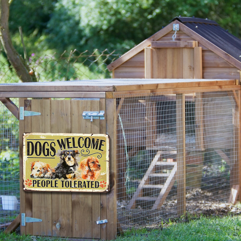 AU Vintage Metal Plate Dog Rectangular Iron Painting Wall Art Home Bar ...