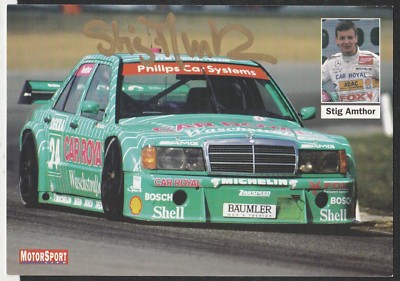 HAND SIGNED STIG AMTHOR ORIGINAL AUTOGRAPH PHOTO CARD MERCEDES 190E EVO ...