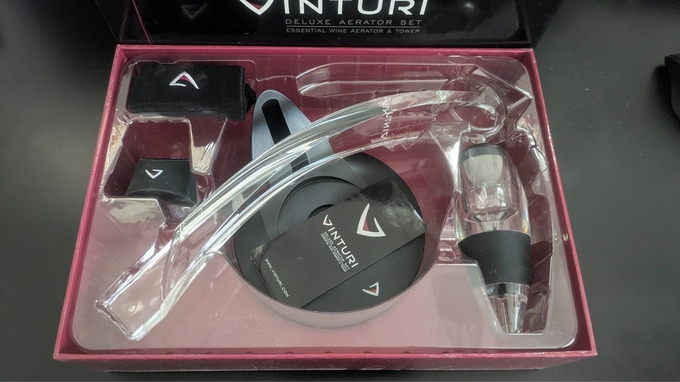 Vinturi Deluxe Essential Red Wine Aerator and Decanter Tower Set New ...