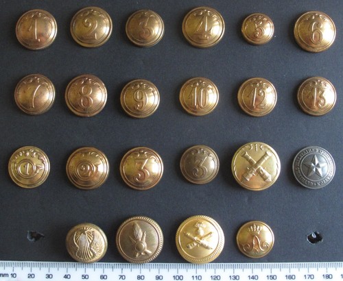 Twenty Two ( 22 ) French / Belgian Numbered Military uniform buttons ...