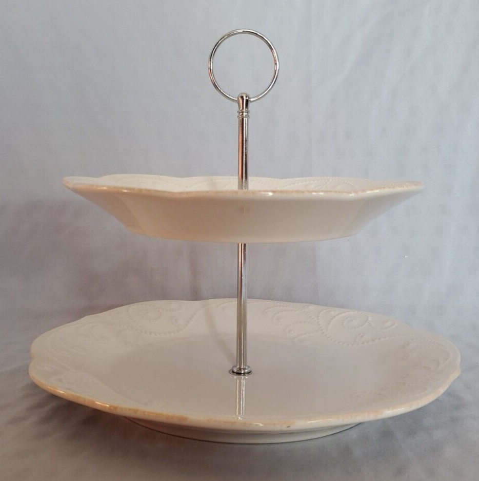 French Perle White 2 Tier Server by Lenox | eBay