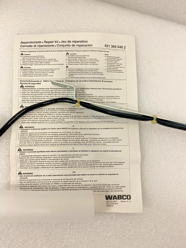 Volvo Genuine Wabco pass-through # 24602151 22117441 MADE IN GERMANY ...