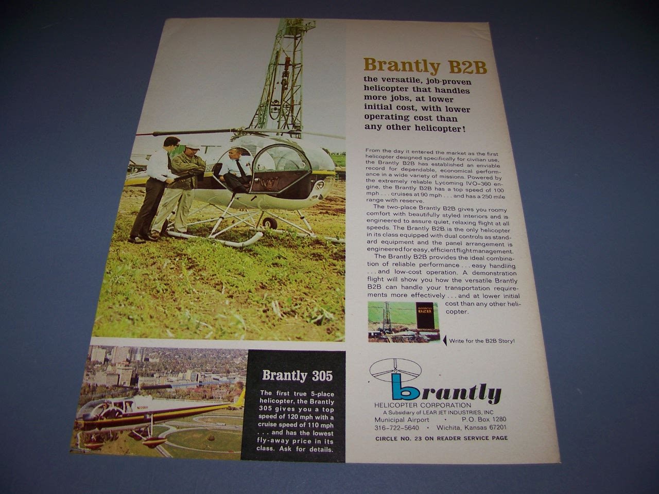 BRANTLY B2B/305 HELICOPTER "THE VESATILE"..1-PAGE COLOR SALES AD...RARE! (733H) | eBay