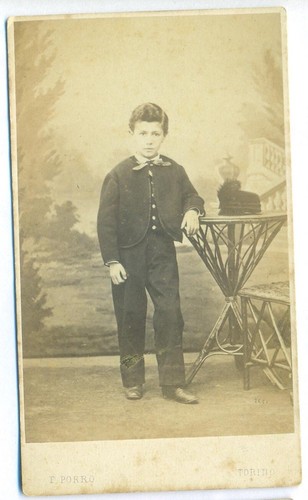 C79-Cdv Albumin Carte de Visite Boy backdrop table gentleman ph Porro ...